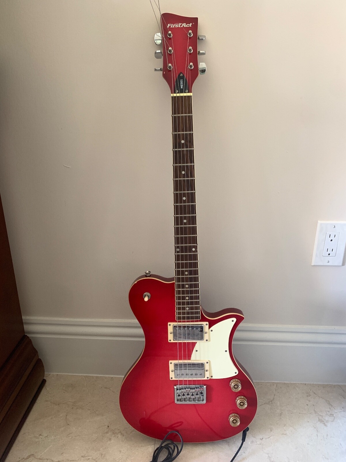 First Act ME-501 Electric Guitar Red & Ivory with Amp Cord, Wood Neck ...