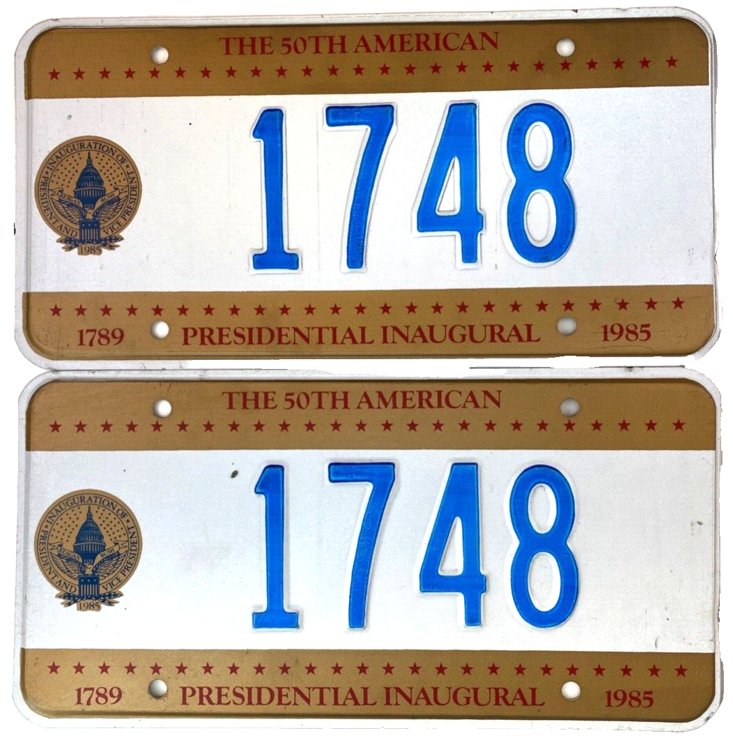 District of Columbia 1985 Inaugural License Plate Set Ronald Reagan ...