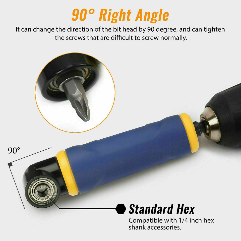 90 Degree Right Angle Extension Screwdriver Socket Adapter Drill ...