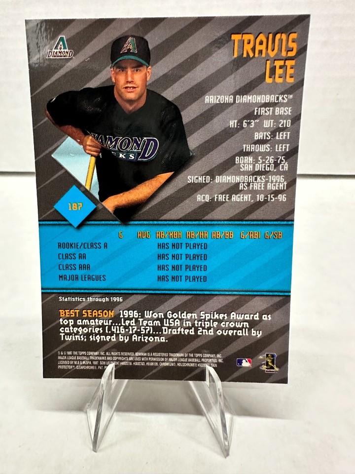 1997 Bowman's Best Card #187 Travis Lee (RC) Arizona Diamondbacks ...