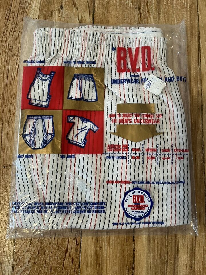 Vintage 50s 60s BVD Mens 44 Underwear New Sealed NOS Boxer Brief Cotton ...