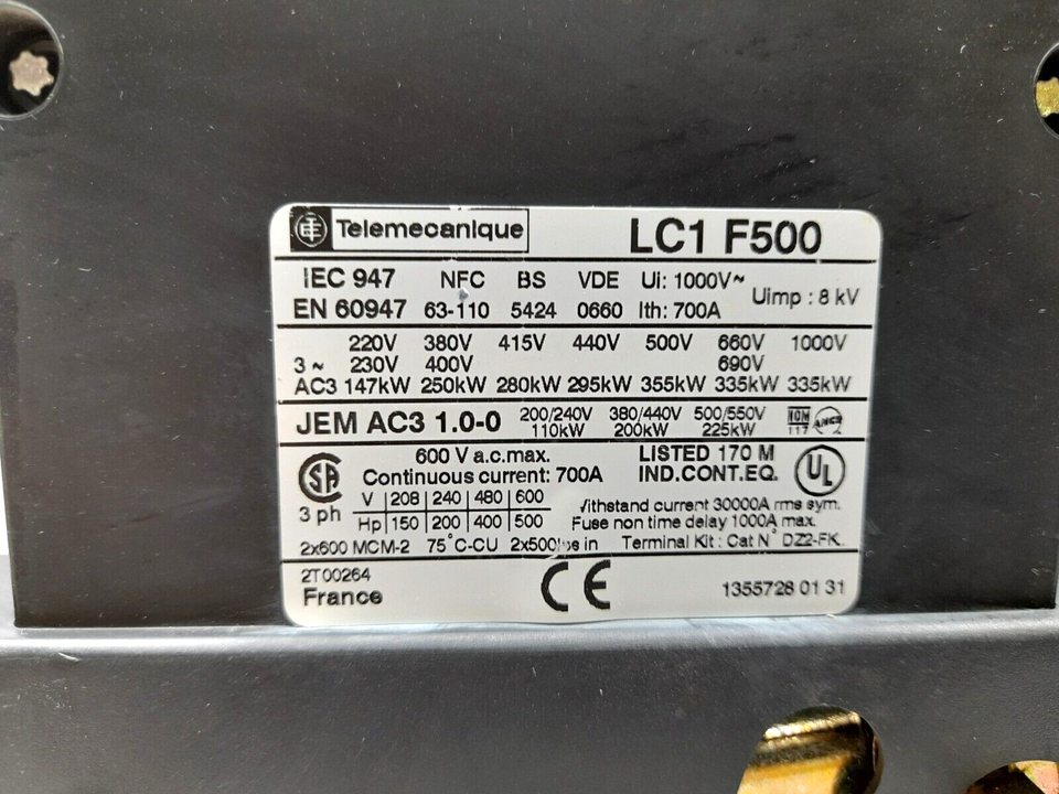 Telemecanique Square D LC1 F500 Contactor Without Coil LC1F500 | eBay