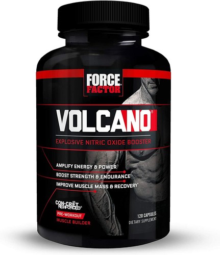 FORCE FACTOR Volcano, Pre Workout Nitric Oxide Boost 1,500 mg, 120 ...