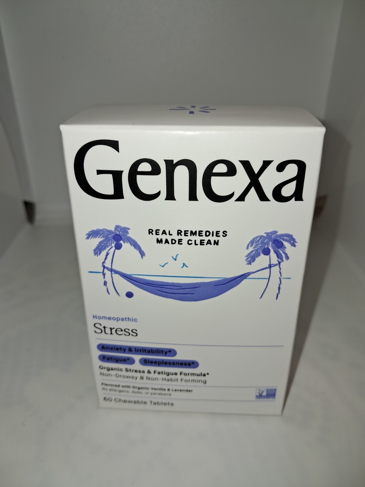 Genexa Stress Relief 60 Chewable Tablets Homeopathic Organic Vanilla ...