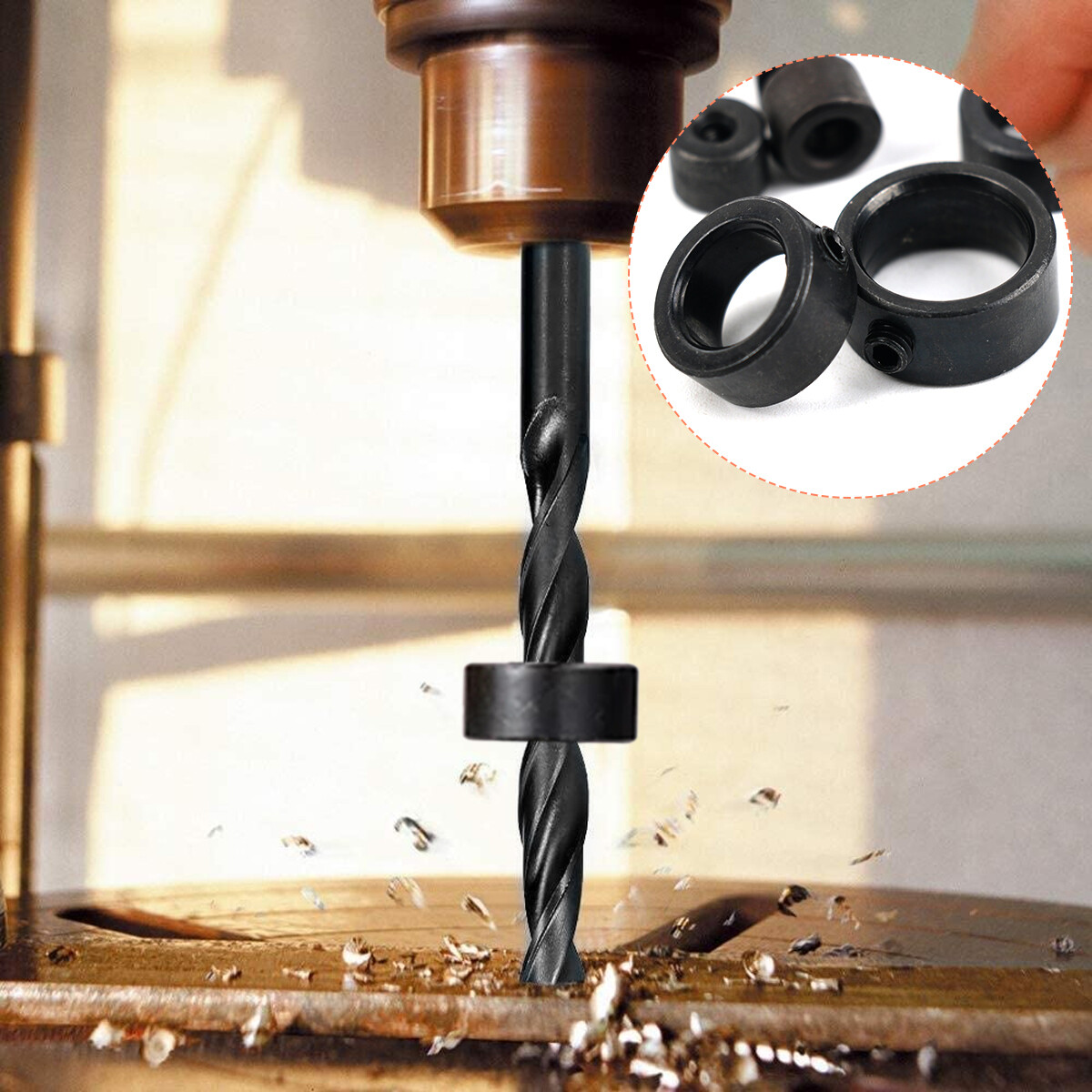 8 x Depth Stop Collar Drill Bit Ring 3-16mm Ring Positioner Collars ...