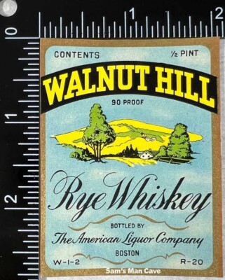 Walnut Hill Rye Whiskey Label - MASSACHUSETTS | eBay