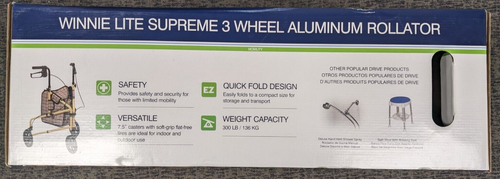 Drive Medical Winnie Lite Supreme 3 Wheel Rollator Rolling Walker, Tan ...