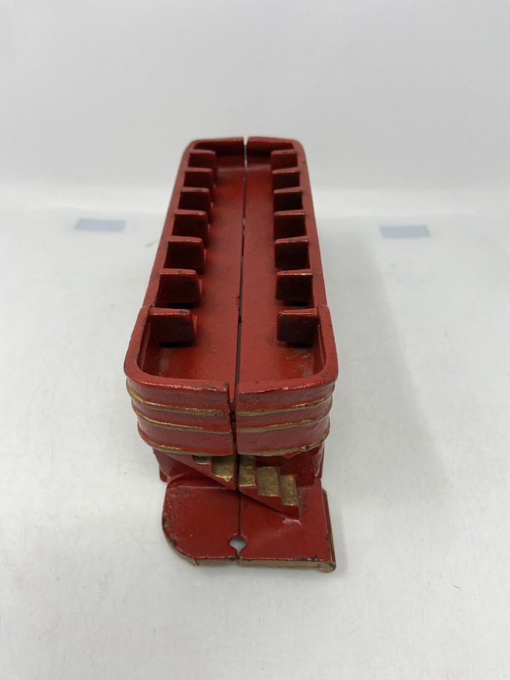 Cast Iron Double Decker Bus Red Gold And Black Rolling Wheels | eBay