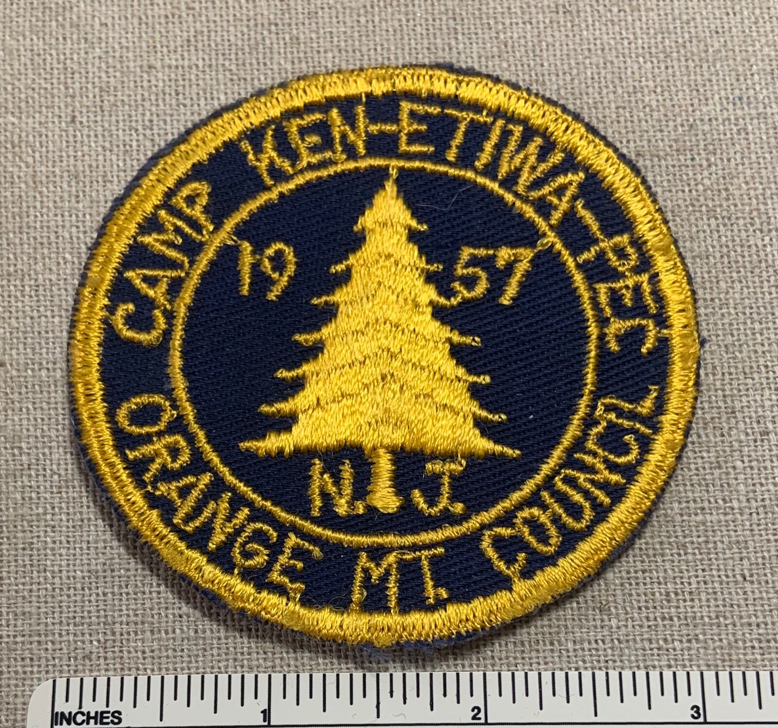 Vintage 1957 CAMP KEN-ETIWA-PEC Boy Scout Badge PATCH Orange Mt ...