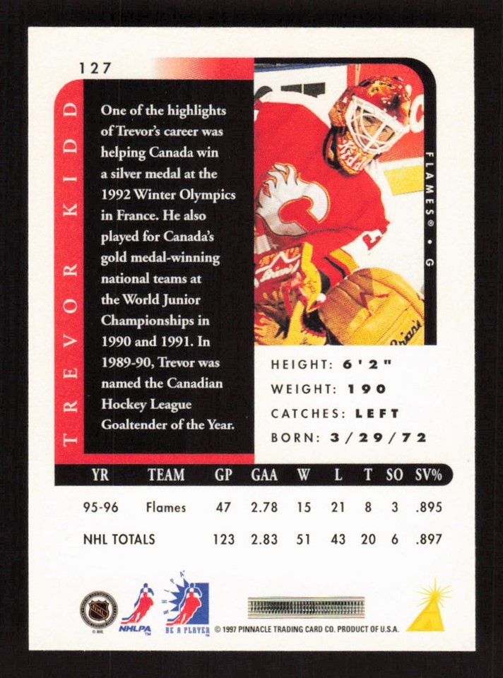 1996 Pinnacle Be a Player #127 Trevor Kidd Calgary Flames | eBay