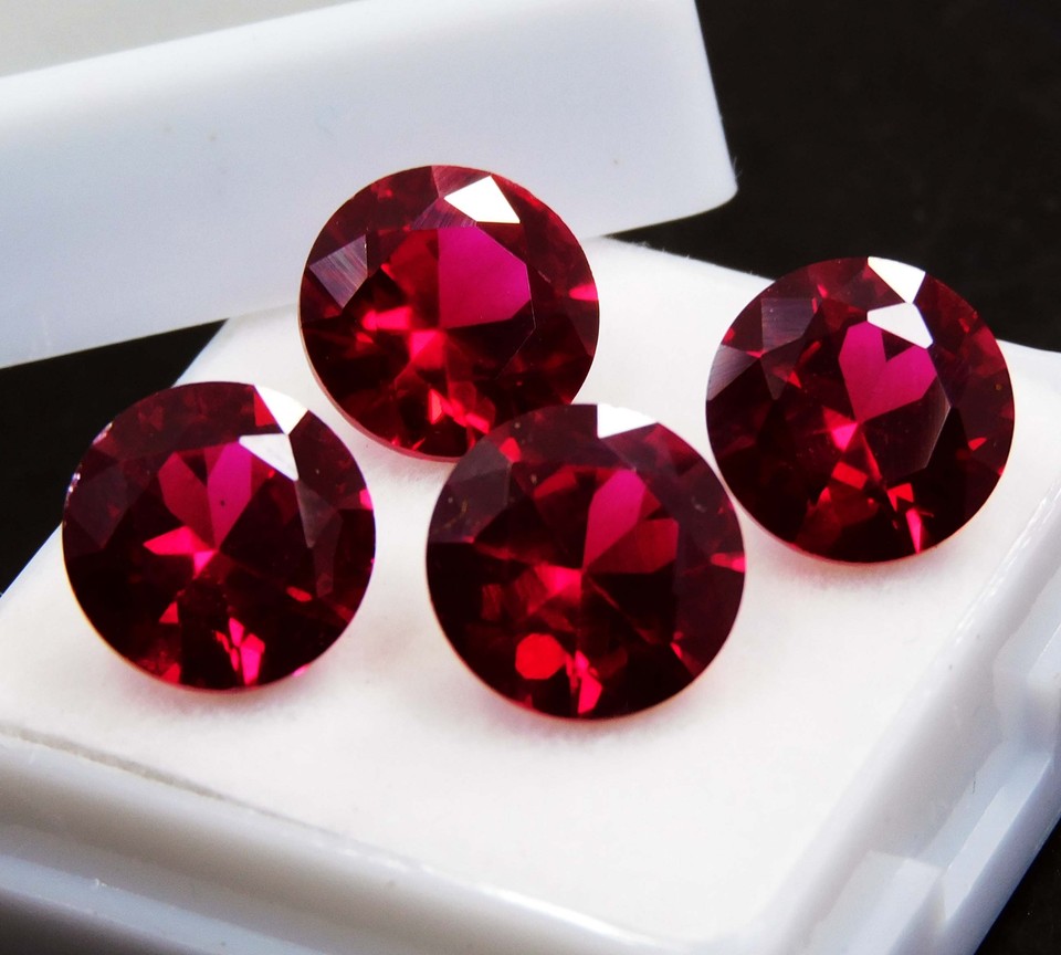 4 PSC Natural Flawless Certified Red Ruby Round Cut Loose Gemstone 9 x ...