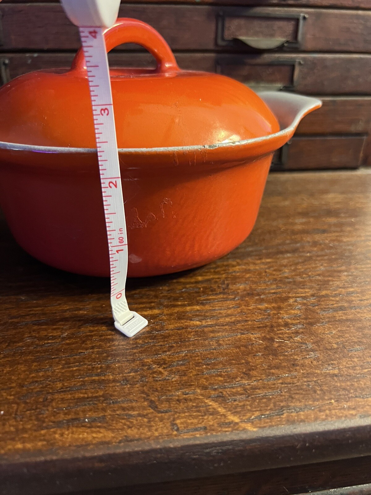 Orange Prizer Ware Cast Iron Enamel Casserole w Lid 1 Qt - Handles Vtg ...