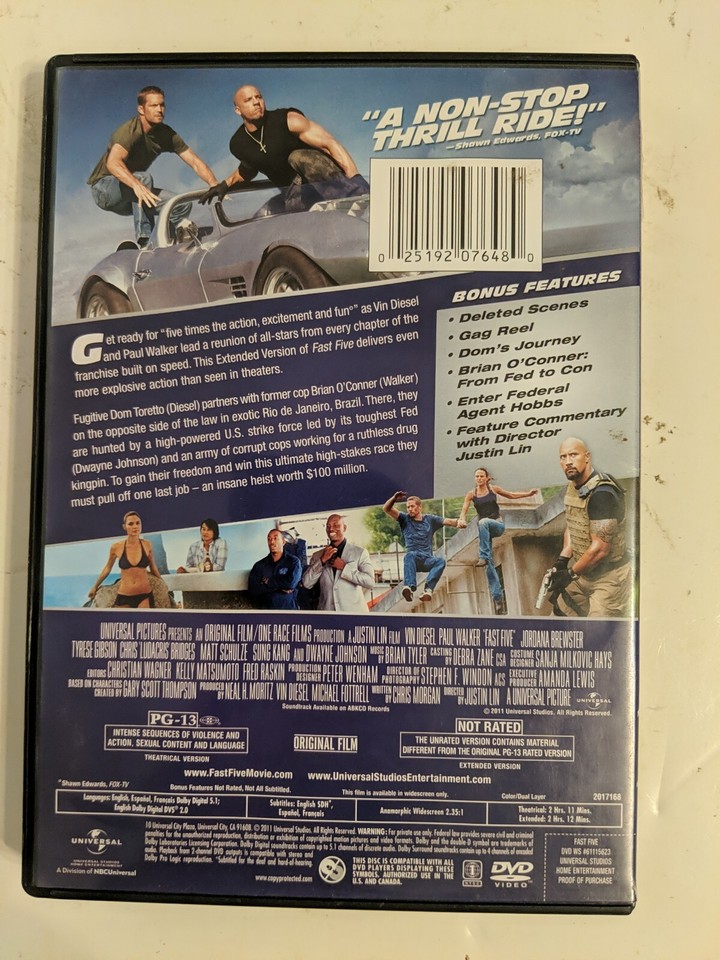 Fast Five - DVD By Dwayne Johnson,Vin Diesel - VERY GOOD 25192076480| eBay