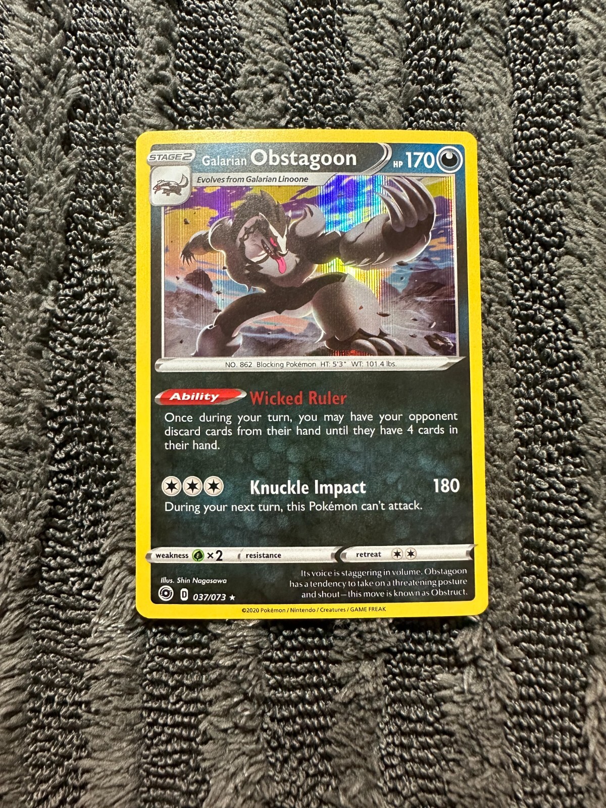 Pokemon Galarian Obstagoon 037/073 holo champions path | eBay