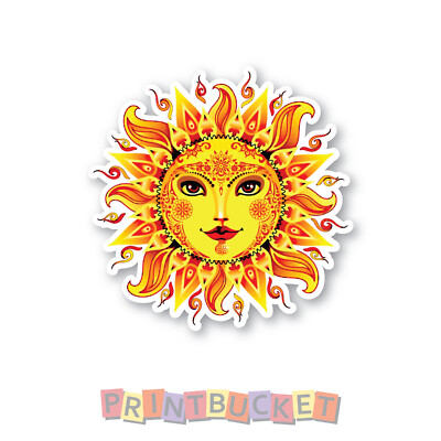 Boho Sun Sticker 100mm quality waterproof vinyl spiritual nature ...