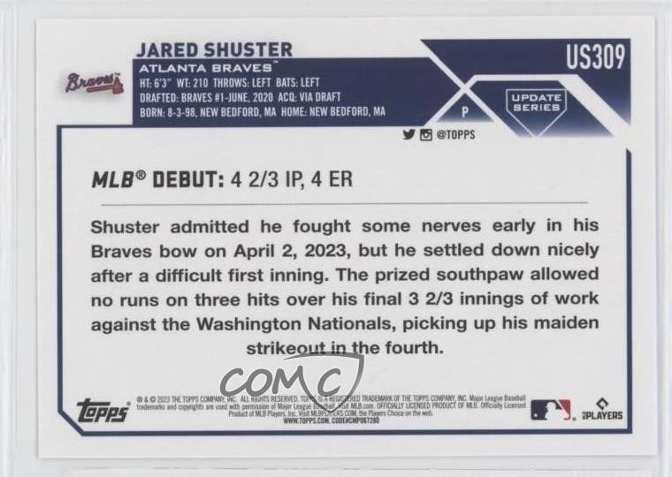 2023 Topps Update Rookie Debut Jared Shuster #US309 Rookie RC | eBay