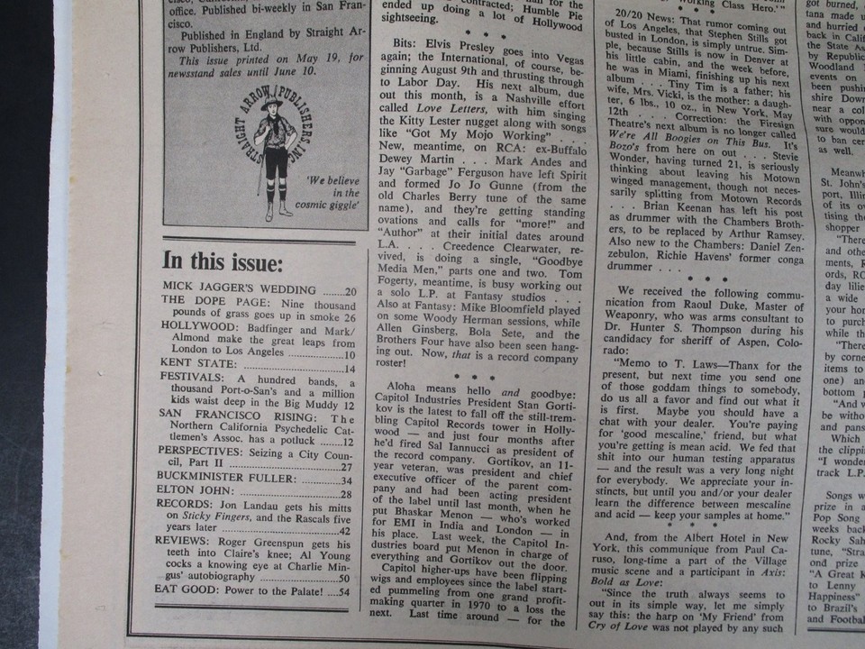 Rolling Stone Magazine June 10 1971 Issue 84 Elton John Kent State | eBay