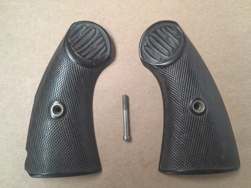 Original Colt New Service Black Plastic Grips with damage to one grip ...