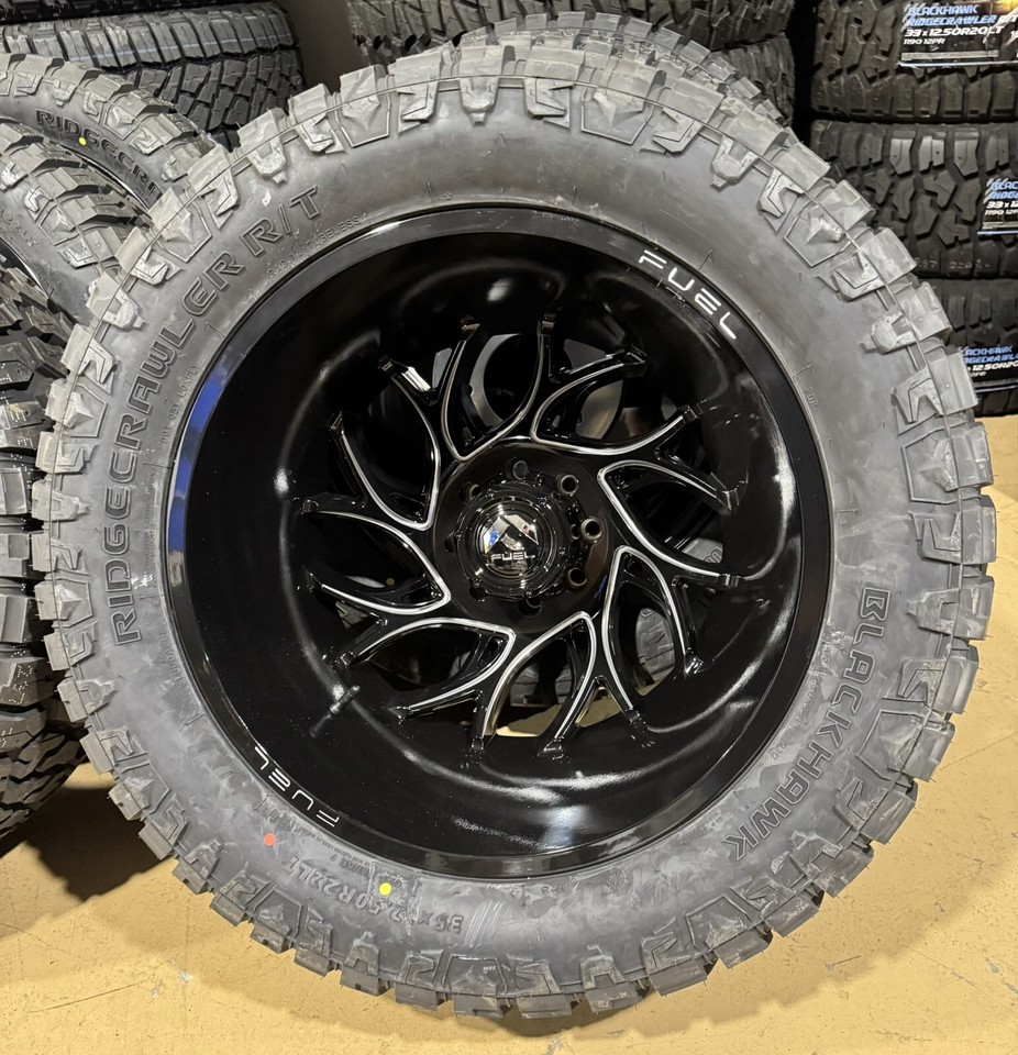 22" Fuel D741 Runner Dually Wheels 35" MT AT RT Tires 8x200 Ford Duper ...