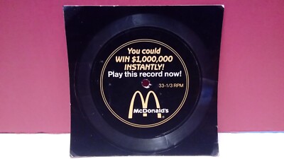 MCDONALDS YOU COULD WIN $1,000,000 INSTANTLY Promotional 33 1/3 record ...
