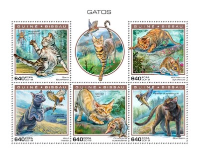 Cats Siberian Abyssinian Devon Rex Bombay MNH Stamps 2018 Guinea-Bissau ...