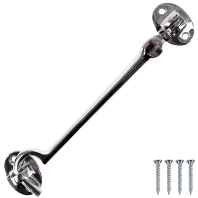 CHROME CABIN HOOK & EYE 150mm Swivel Door Lock Latch Catch Cranked ...