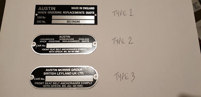 CHASSIS PLATE AUSTIN aluminium a125 sheerline princess Crcp312 crcp379 ...
