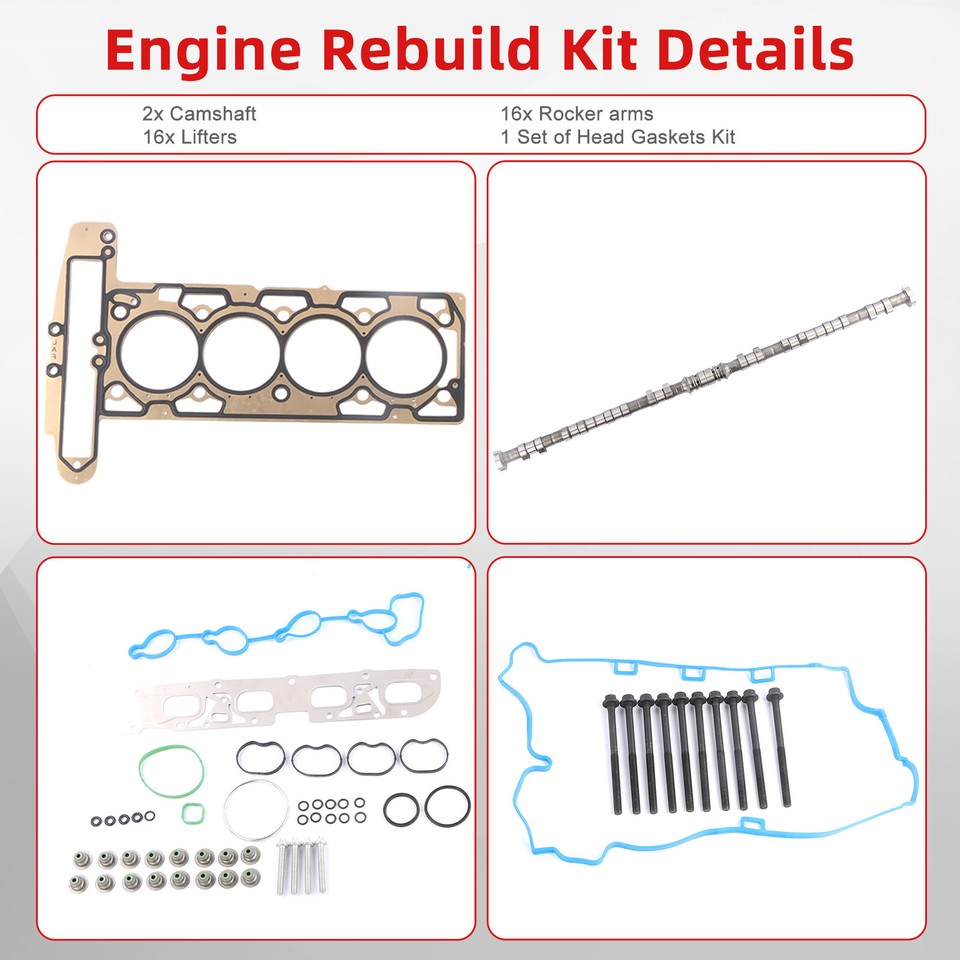 GM 2.4L Ecotec Engine Rebuild Kit with Camshaft-Lifters-Rocker Arms ...