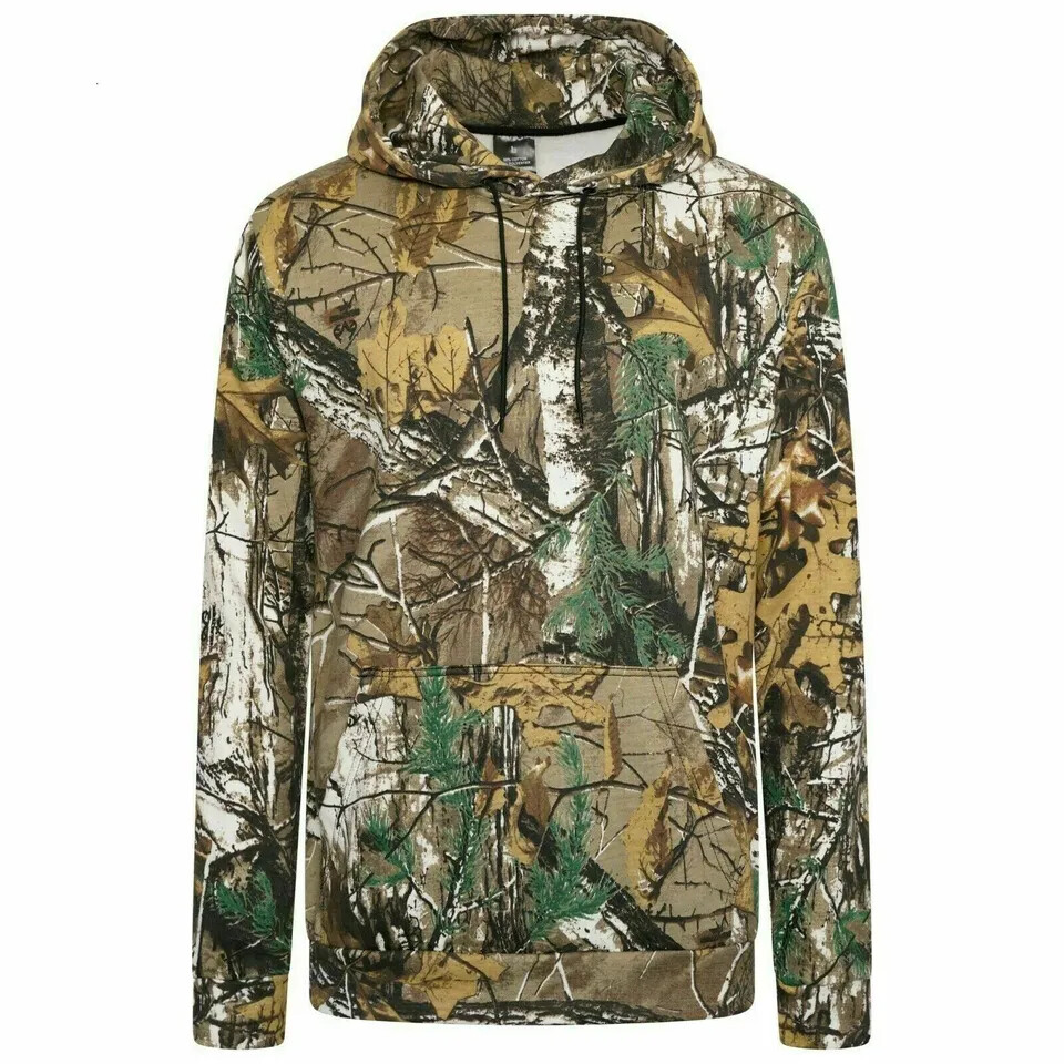 Men's Jungle Print Fishing Pullover Hoodie & Joggers Camouflage ...