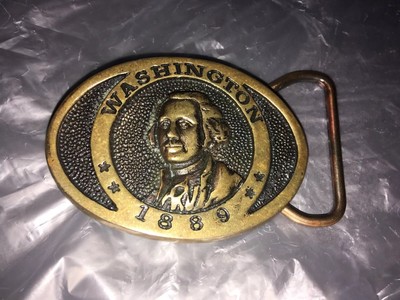 Vtg Rainier Bank Washington State Seal Brass Belt BUCKLE | eBay