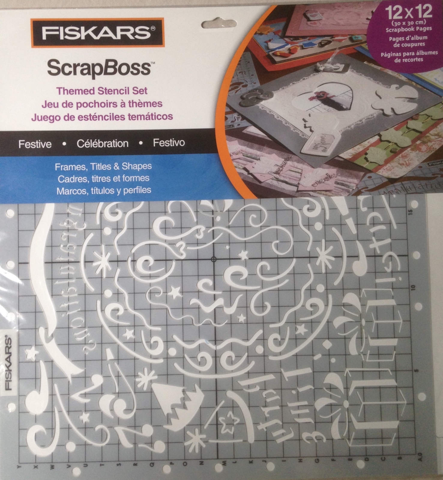 Fiskars ScrapBoss Embossing 12x12 Stencil Set - Festive - 12-6621 - NEW ...