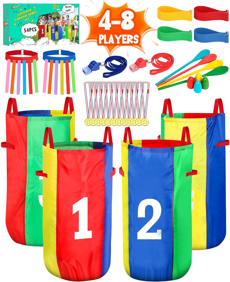 Outdoor Carnival Games, Potato Sack Bags for Kids Adults, Egg Spoon ...