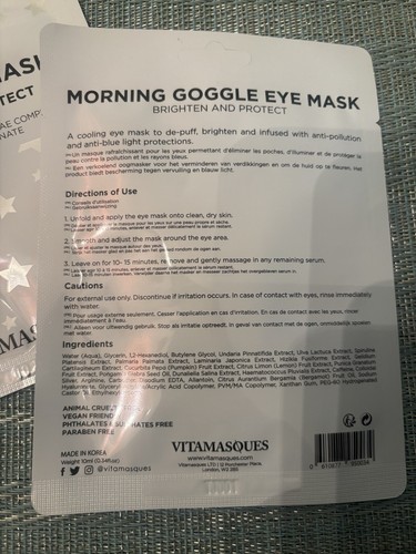 Lot of 2 Vitamasques Morning Goggle Eye Mask Brighten & Protect | eBay