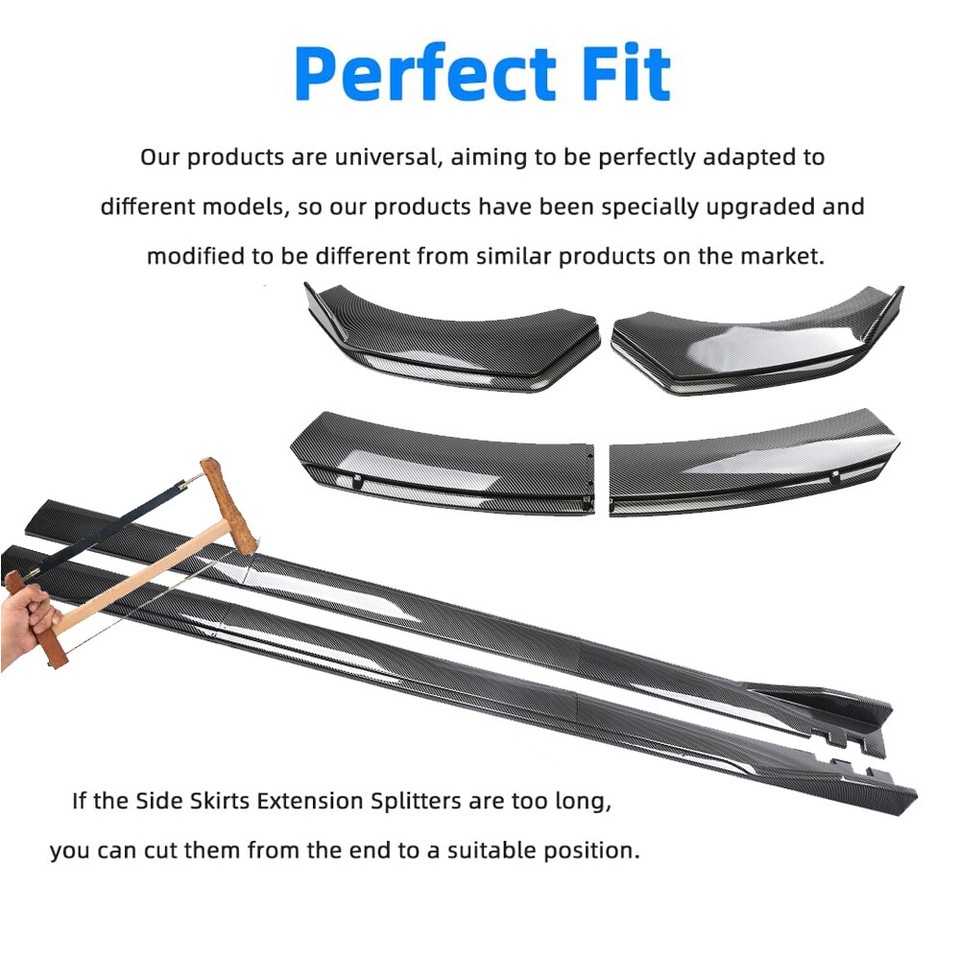 Carbon Fiber Front Bumper Lip Spoiler & Side Skirt Body Kits For Kia ...