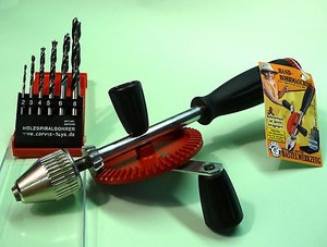 Kinder Handbohrmaschine Handbohrer mit 6 Holzbohrer in TOP QUALITÄT 87 ...