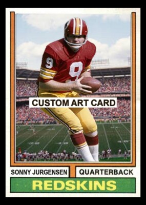 Sonny Jurgensen Washington Redskins 1974 Custom Made Football Art Card ...