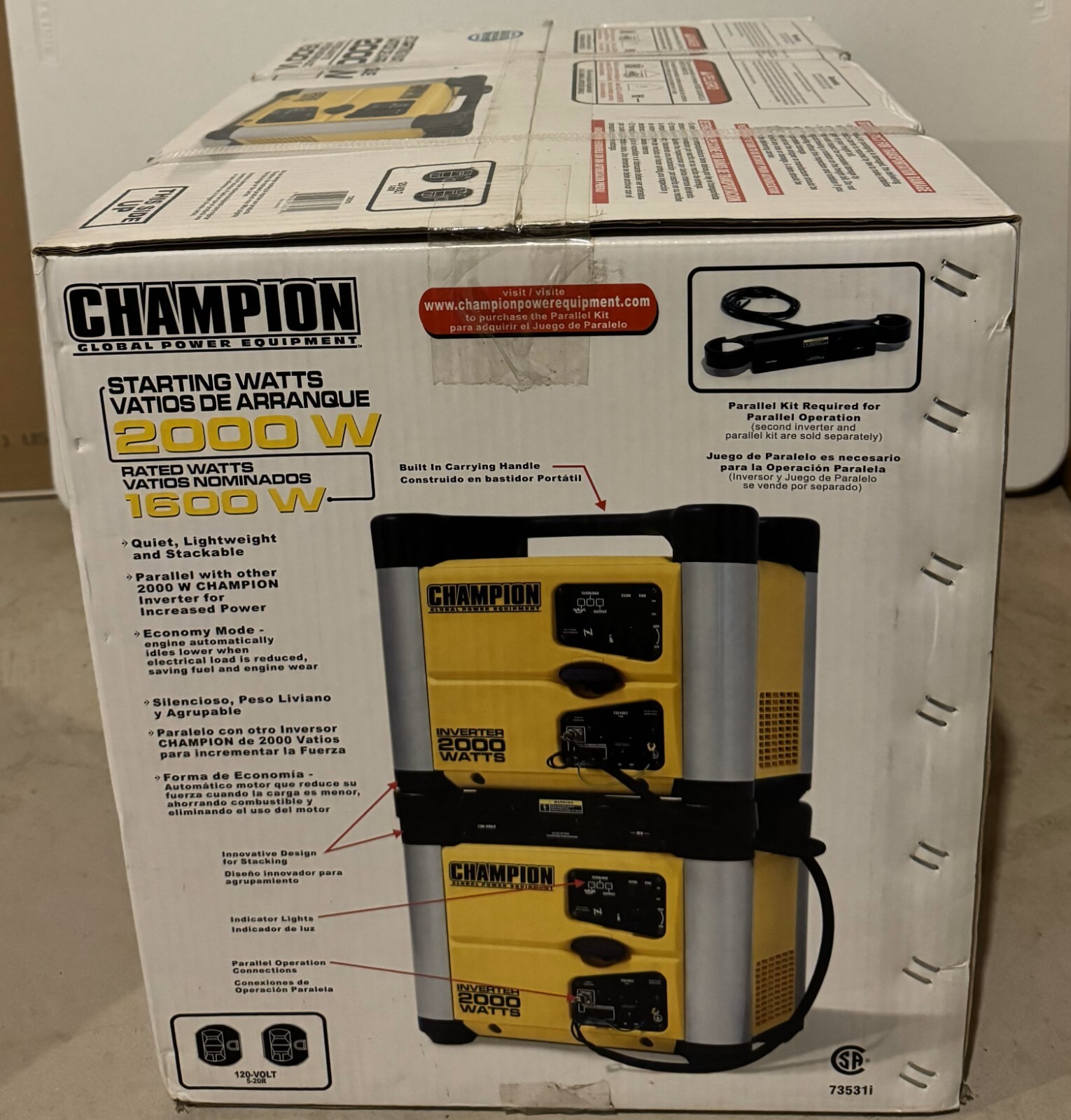 CHAMPION 73531i 2000 WATT PORTABLE STACKABLE INVERTER GENERATOR ...