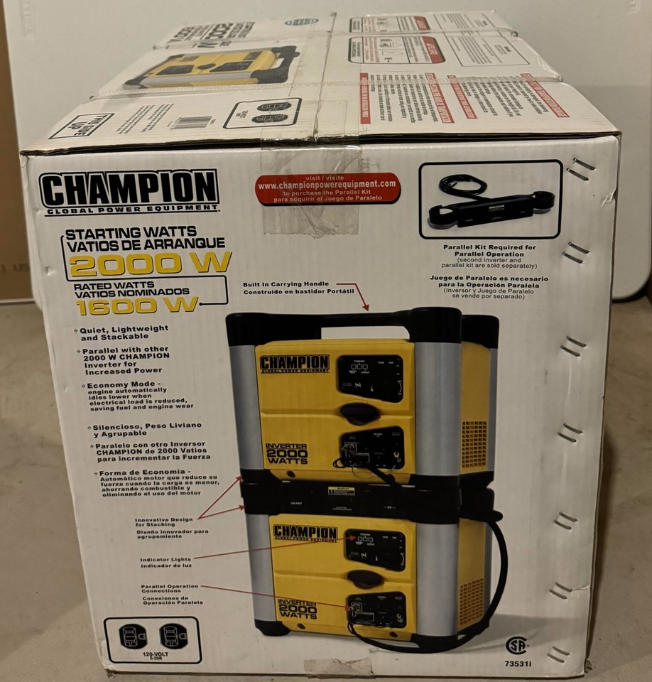 CHAMPION 73531i 2000 WATT PORTABLE STACKABLE INVERTER GENERATOR ...