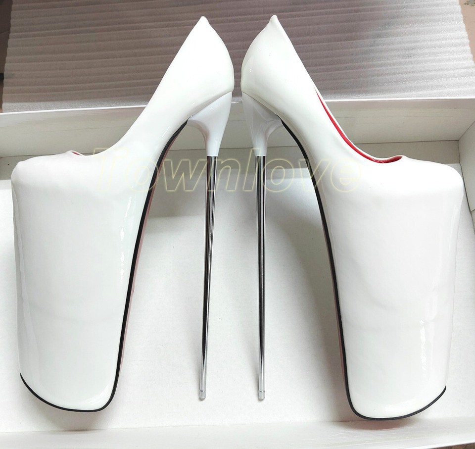 Women 30cm Ultra High Stiletto High Heel Shoes Ankle Buckle Pumps Shoe ...