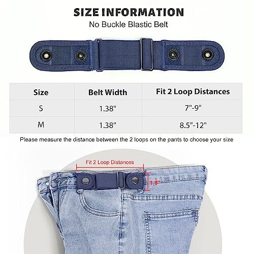 2 Pack No Buckle Belts for Men Women Side Elastic Belt Fits 1.5 Inch ...