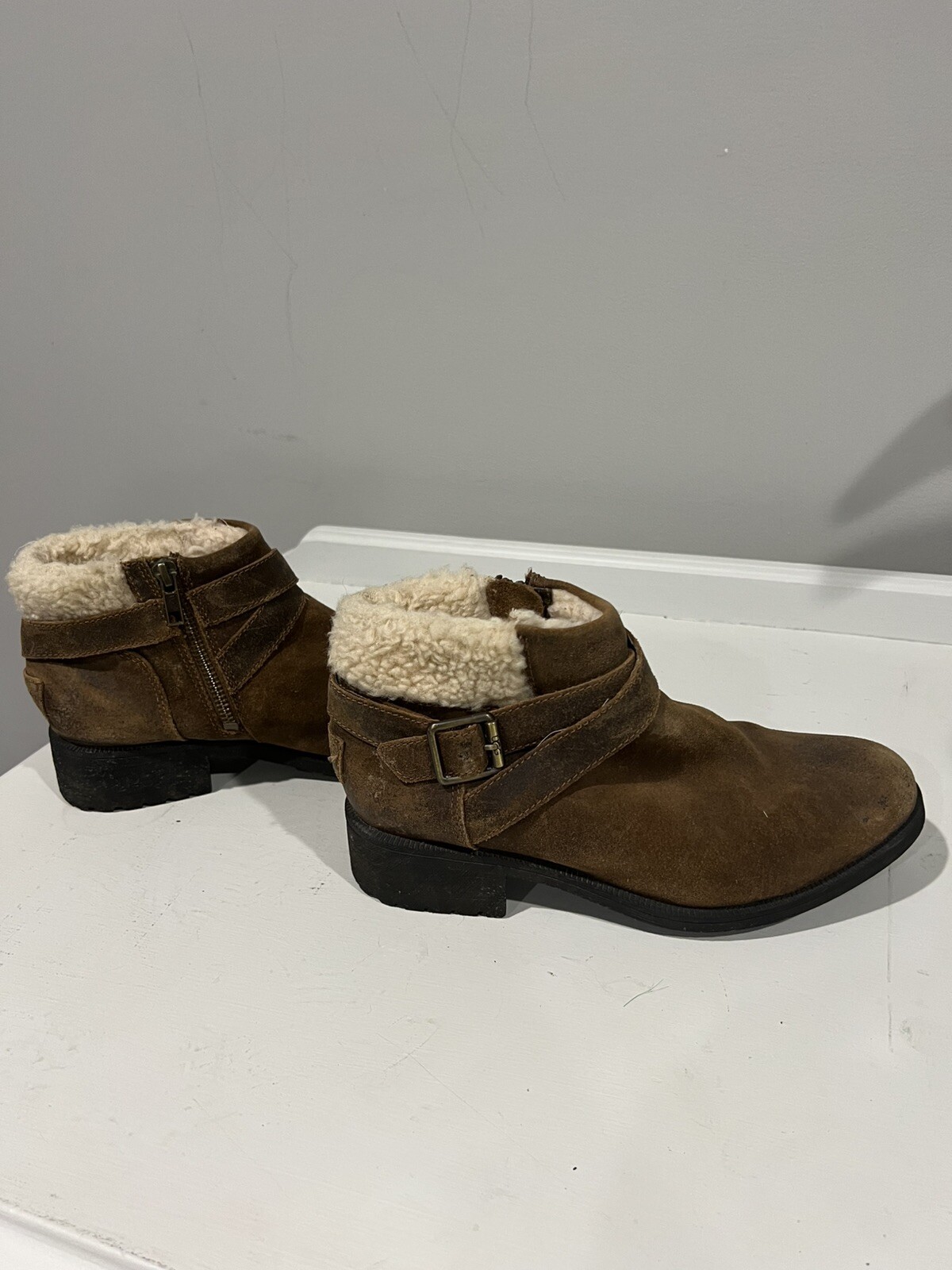 Ugg Benson Boot Brown Suede Shearling Ankle Bootie US… - Gem