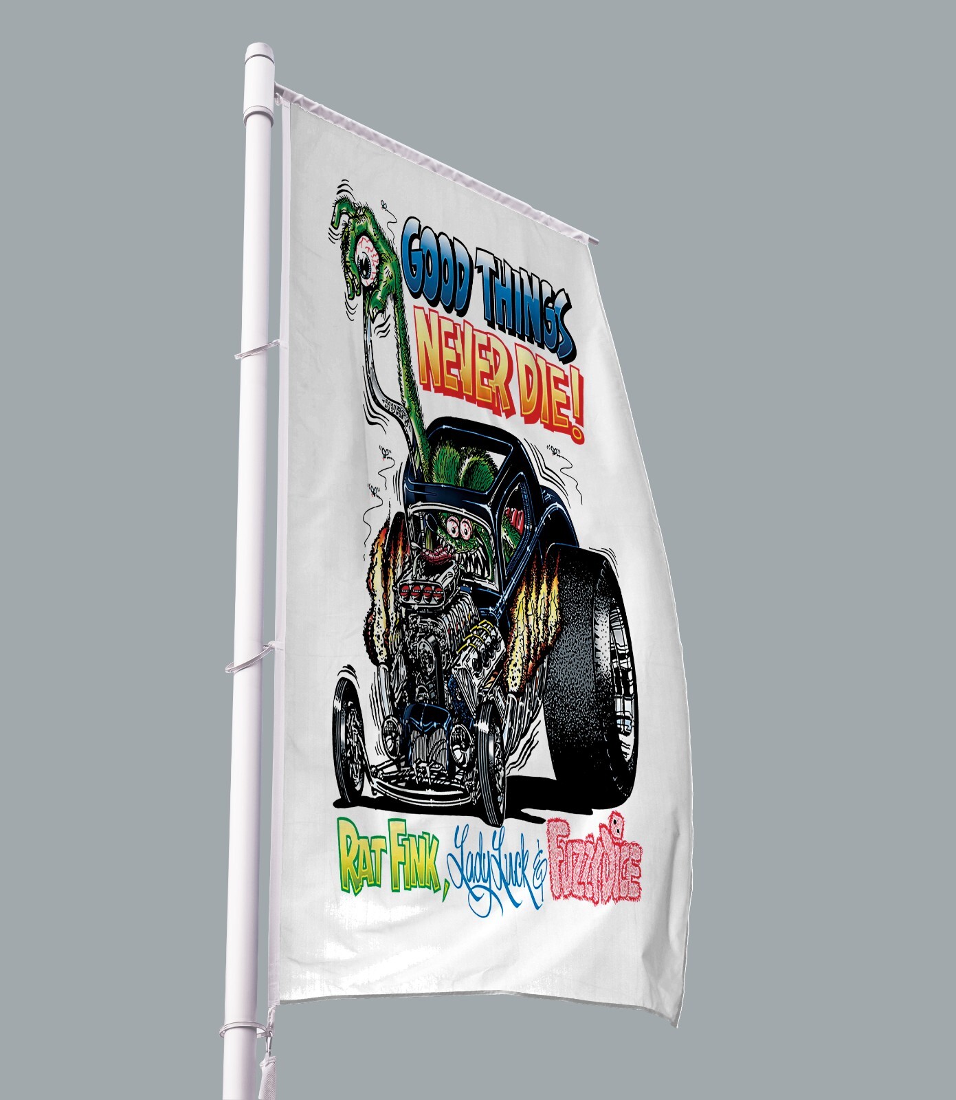 GOOD THINGS Rat Fink Car Flag Banner 3x5 FT Hot Rod Chevy Ford Garage ...