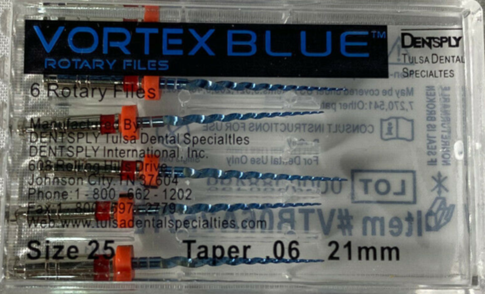 25mm Dental Files 6 Pack Dentsply Tulsa Dental Vortex Blue Rotary Files ...