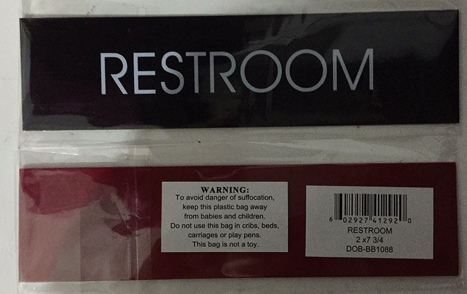 RESTROOM SIGN (BLACK ALUMINUM 2 X7.75 )-REF24-1027 | eBay