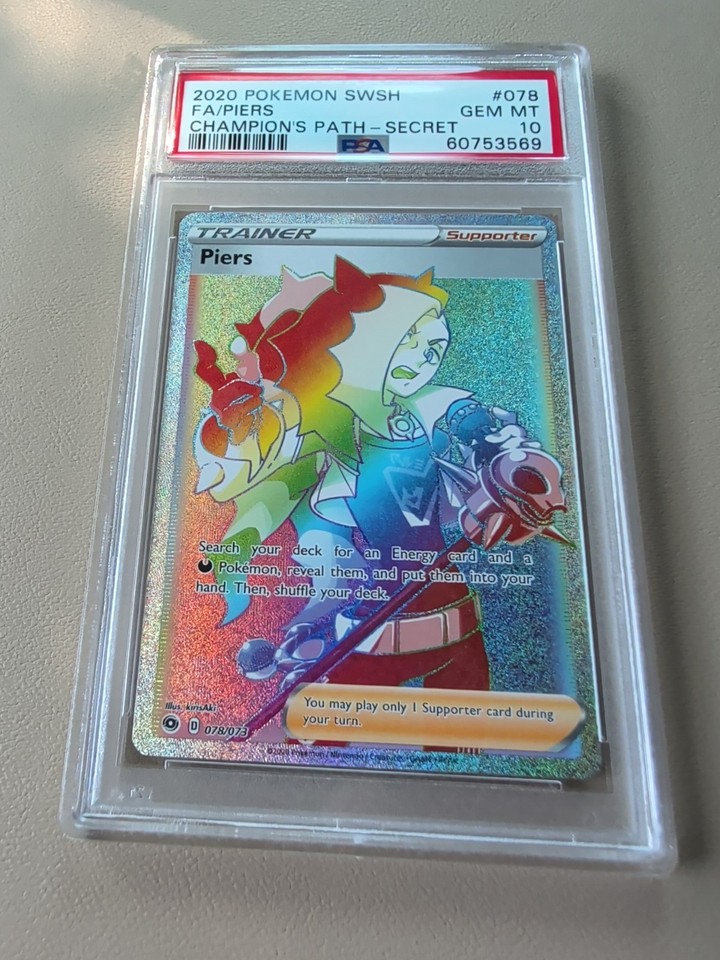 2020 Pokemon SWSH Champion's Path Secret #078 Piers FA PSA 10 GEM MINT ...