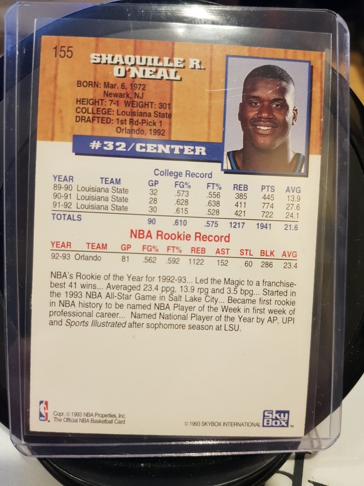 1993-94 NBA Hoops Shaquille O'Neal Shaq #155 Orlando Magic MVP HOF | eBay