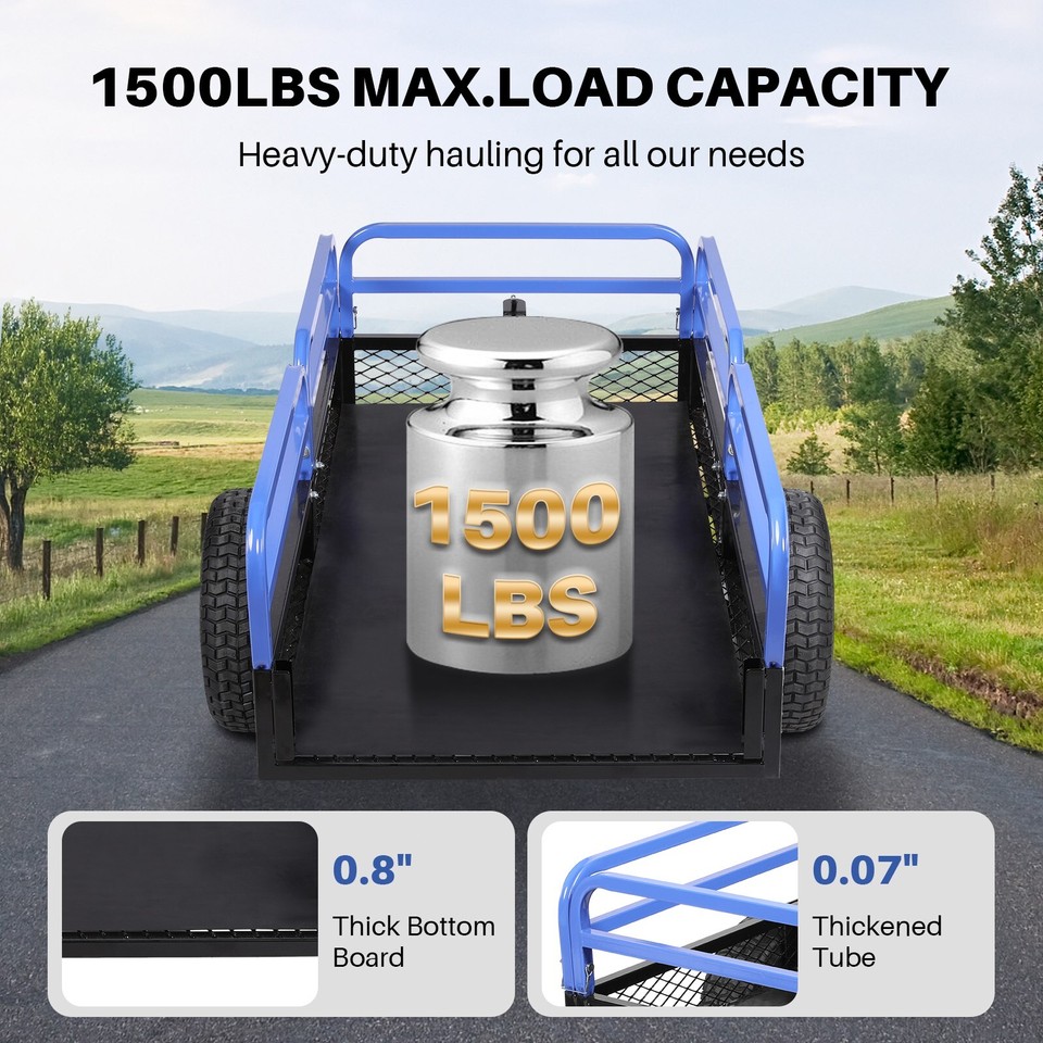 Roomark Dump Trailer Tow Behind Dump Cart 15 CU. FT Steel Construction ...