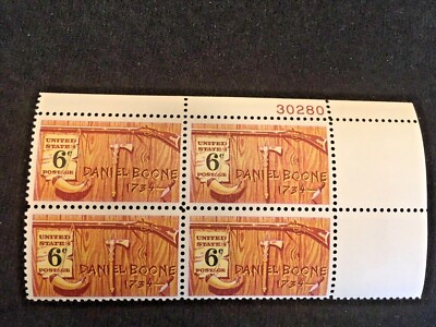US Plate Block 4 Stamp Daniel Boone 6 Ct MNH | eBay