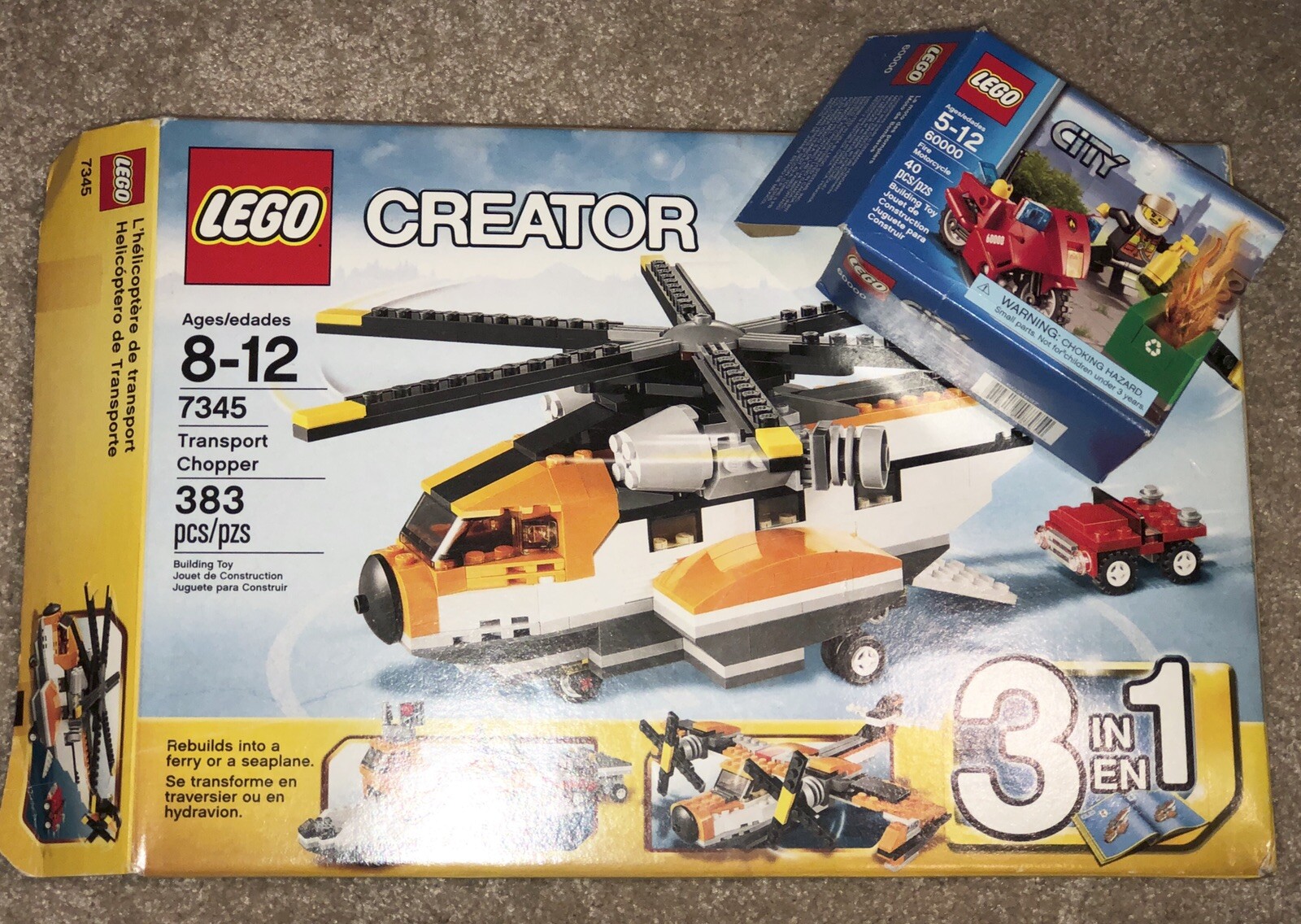 LEGO CREATOR Transport Chopper 7345 3-in-1 Retired BONUS LEGO 60000 ...