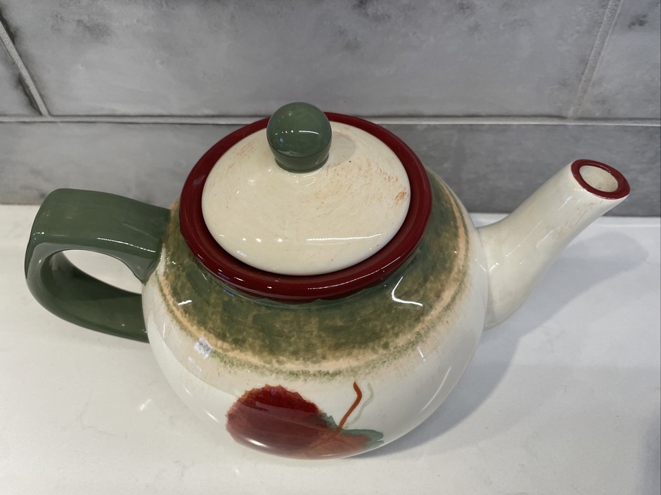 VINTAGE TEAPOT ND HAND PAINTED AUTUMN COLORED LEAVES FALL SEASON ...